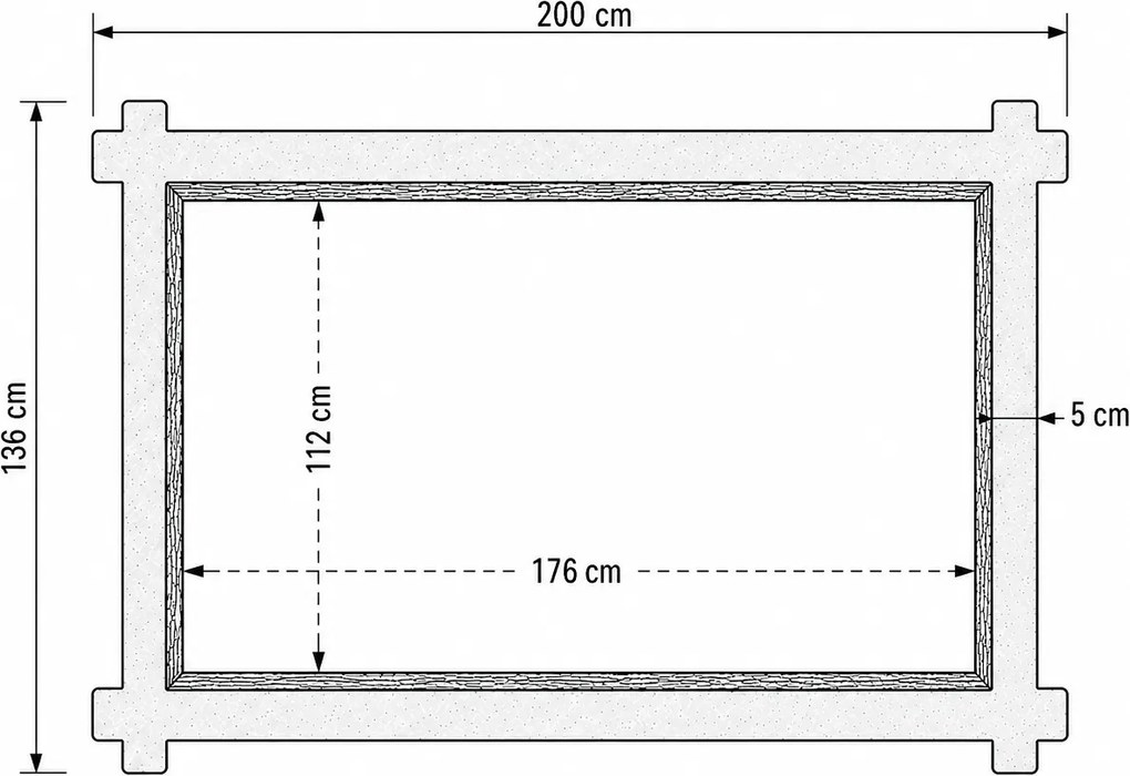 Báča Beton Betonový vyvýšený záhon - štípaný kámen 200 x 136 cm Výška záhonu: 75 cm, Barva záhonu: Přírodní šedá