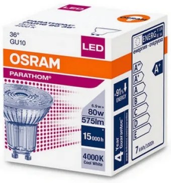 LED žárovka GU10 PAR16 OSRAM PARATHOM 6,9W (80W) neutrální bílá (4000K), reflektor 36°