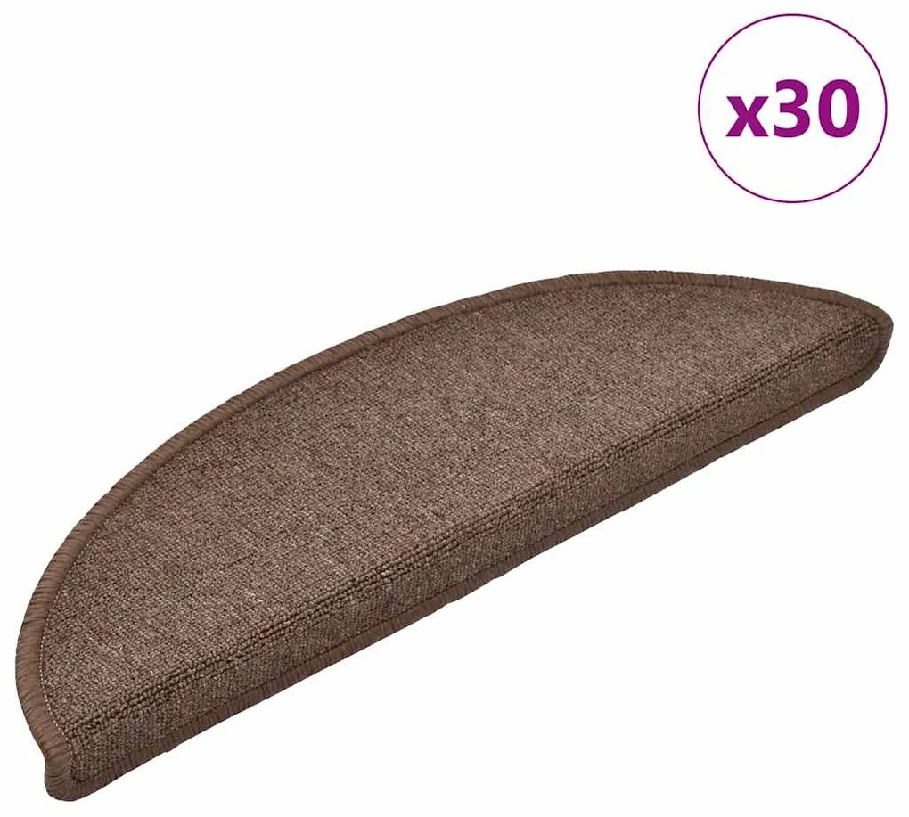 Schodové rohože 30 ks 56 x 17 x 3 cm kávově hnědé, půlkulaté 3365737