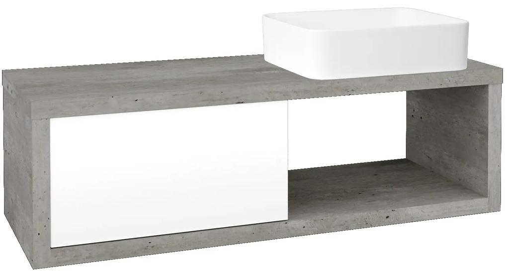 Dřevojas Koupelnová skříň STORM SZZO 120 (umyvadlo Joy) Varianta: D16  Beton tmavý / L01 Bílá vysoký lesk / Levé