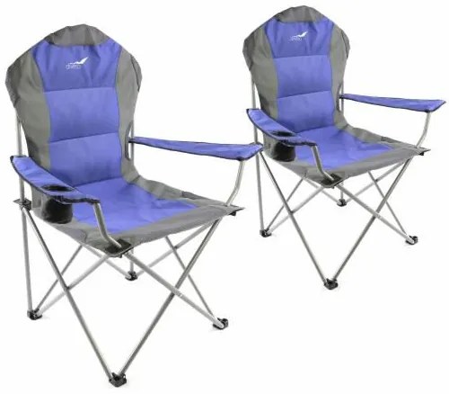 Divero Deluxe 35955 Set skládací kempingová rybářská židle 2 kusy - modro/šedá