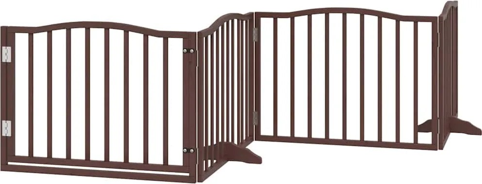 Zábrana pro psy s dvířky skládací 6 panelů hnědá 480 cm topol 3155633