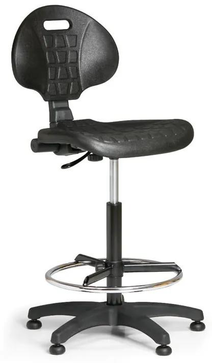 Pracovní židle s kluzáky PUR, permanentní kontakt, černá