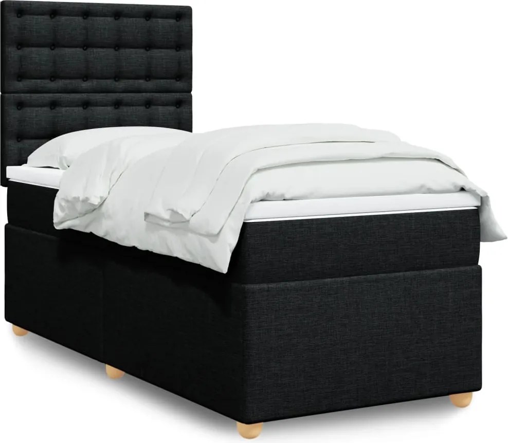 Box spring postel s matrací černá 90x190 cm textil 3293451