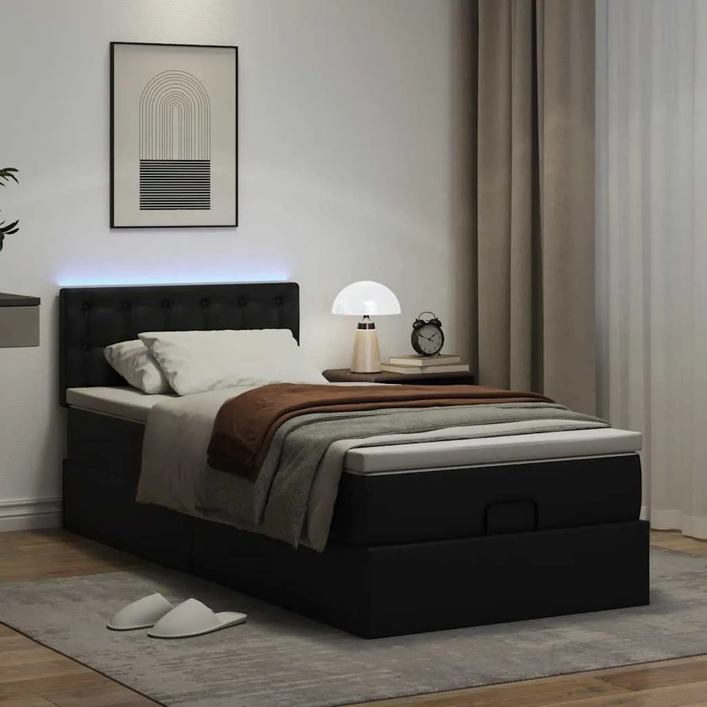 Osmanský rám postele s matrací černý 80x200cm umělá kůže 3312122