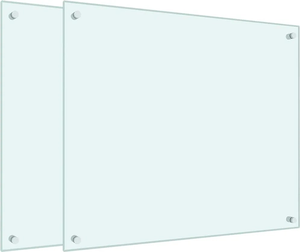 Kuchyňské panely 2 ks bílé 70 x 60 cm tvrzené sklo 3315785