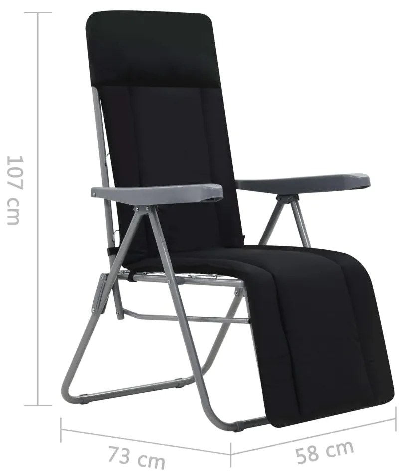 Skládací zahradní židle s poduškami 2 ks černé,  44319