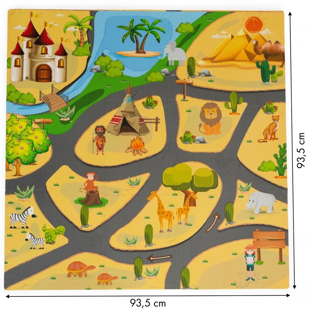 Pěnová podložka Puzzle safari 93x93 cm barevná