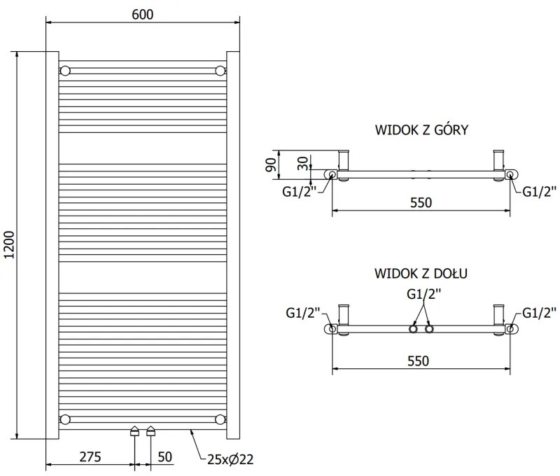 Mexen Mars, topné těleso 1200 x 600 mm, 617 W, černá, W110-1200-600-00-70