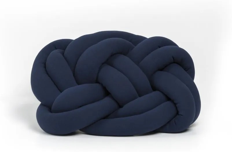 Tmavě modrý polštář Cloud Knot Decorative Cushion, 40 x 32 cm