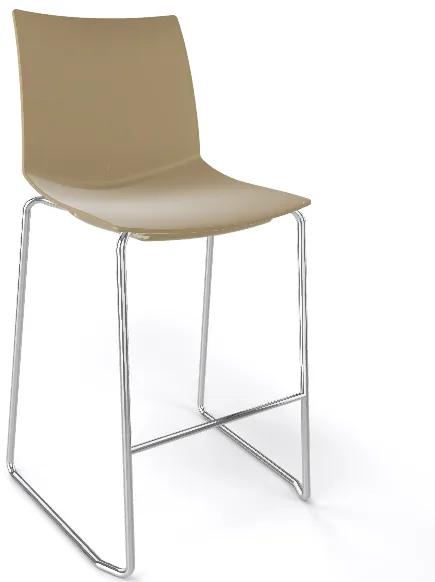 GABER - Barová židle KANVAS ST 66 - nízká, světle hnědá/chrom