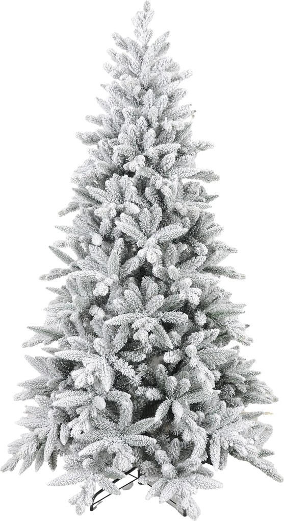 HOMCOM Vánoční stromek 180 cm, zasněžený, zpomalující hoření, kovový podstavec, tvarovatelné větve, zelený