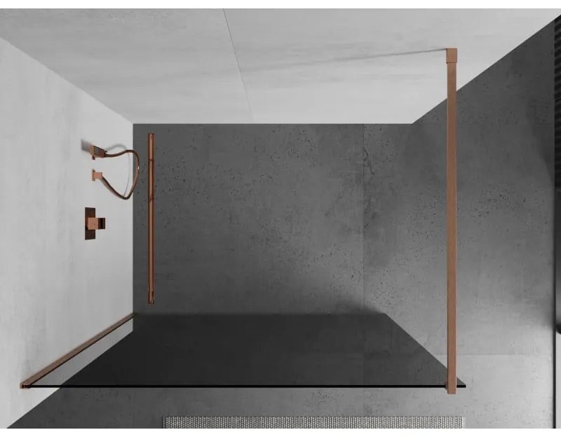 Mexen Kioto, sprchová zástěna Walk-In 120 x 200 cm, 8mm šedé sklo, měděný matný profil, 800-120-101-65-40