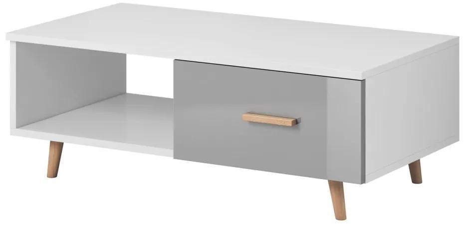 Konferenční stolek Sweden 110 cm bílý mat/šedý lesk