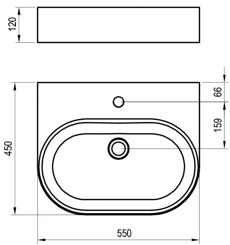 Ravak XJX01155004 - Umyvadlo na desku CERAMIC SLIM 55x45 cm keramika/bílá