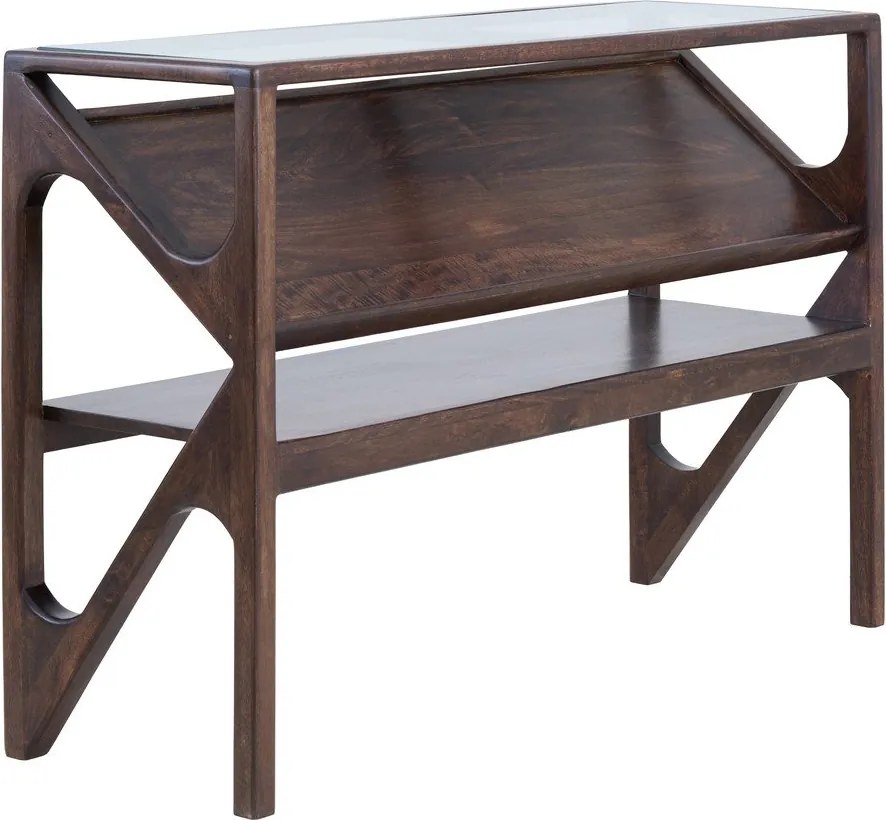 Konzolový stolek se skleněnou deskou v tmavě přírodní barvě 41x119 cm Yuki – Light & Living