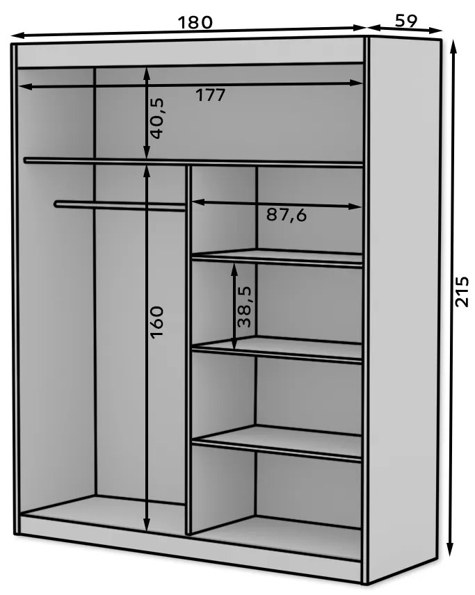 ADRK Šatní zrcadlová skříň posuvná ESTI S, dub sonoma Šířka (cm): 120