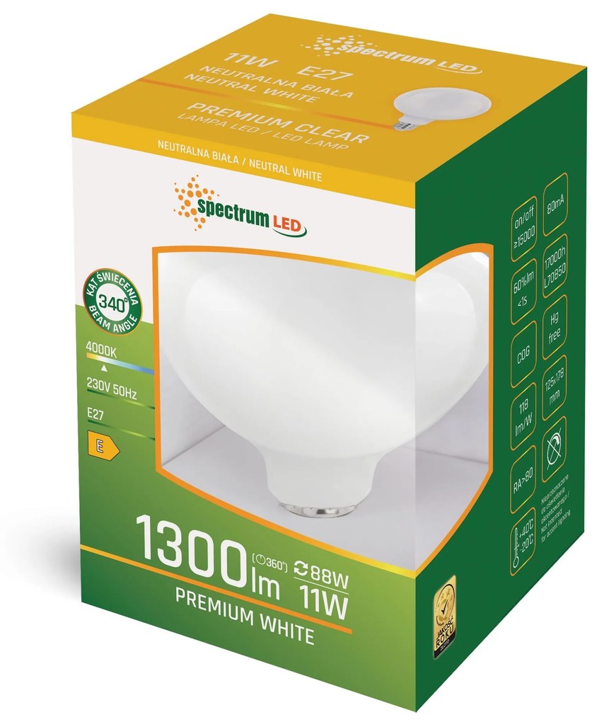 Spectrum LED LED žárovka Neutral E-27 230V 11W 14368