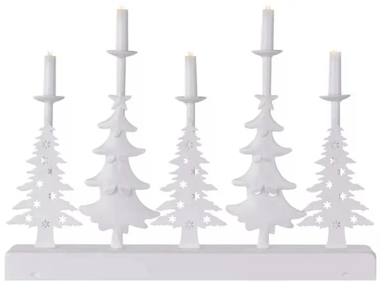 LED svícen kovový bílý - stromy se svíčkami, časovač