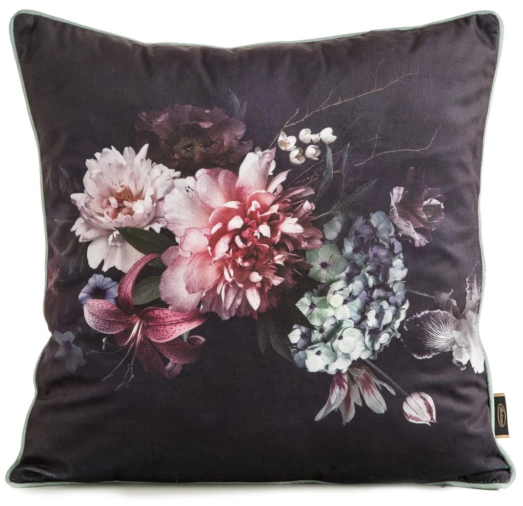 DEKORAČNÍ POVLAK NA POLŠTÁŘ VELVET 137 45X45 CM KVĚTY