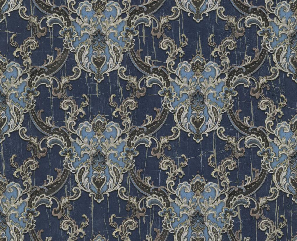 Luxusní modro-zlatá vliesová tapeta, zámecké ornamenty, 86065, Valentin Yudashkin 5, Emiliana Parati