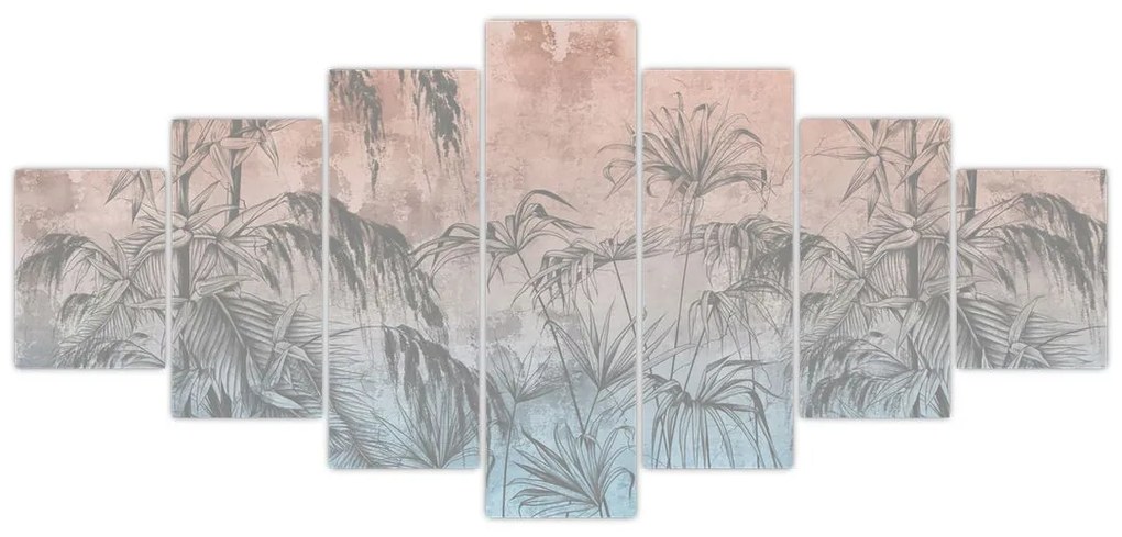 Obraz - Tropické rostliny na zdi (210x100 cm)