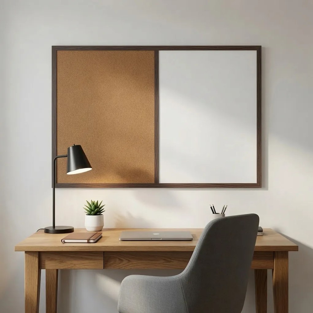 Toptabule.sk Kombinovaná tabule bílá v dřevěném rámu NATURE LINE Palisandr 90x60 cm