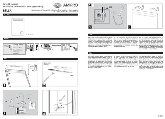 Amirro Bella Zrcadlo 60 x 80 cm s LED osvětlením a zvětšovacím zrcátkem, 908-021