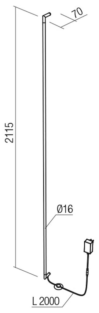 Redo 01-2795 nástěnné LED svítidlo Stick černé, 48W, 3000K, 211cm