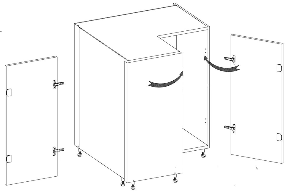 GLAMOUR b | dolní skříňka GLA-16D rohová + otočná police | 90x90 cm | bílá mat