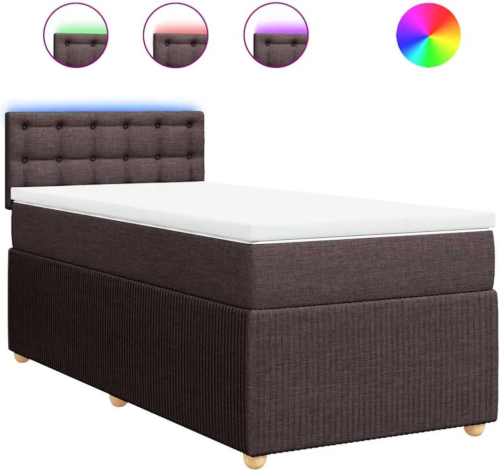 Box spring postel s matrací tmavě hnědá 90x200 cm textil 3289656