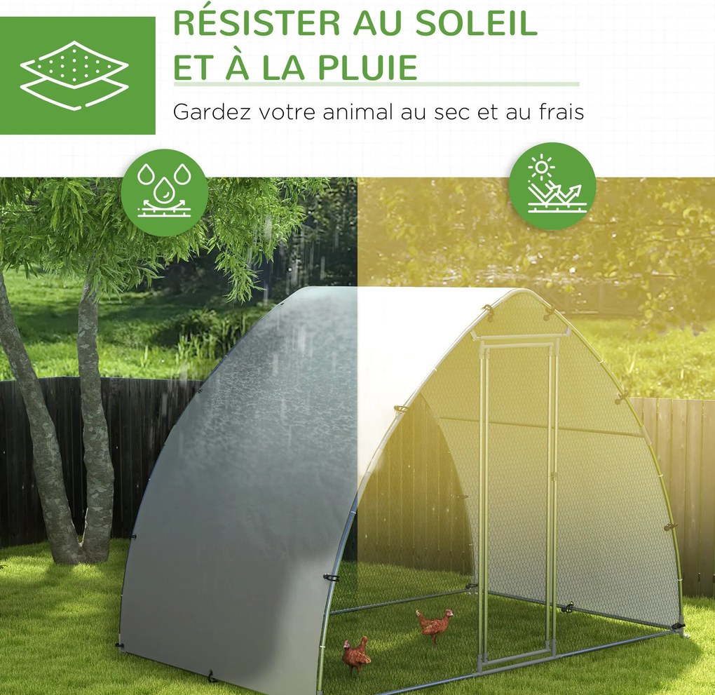 PawHut Velká Kurníková Klientela Pro Kuřata 5.75m² S UV-Ochrannou Střechou, Mřížková Oplocení 3.04D x 1.9Š x 2.2V m, Galvanizovaná Ocel, Zámek Dveře,…