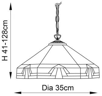 Endon 64285 - Lustr na řetězu Tiffany NEVADA 1xE27/60W/230V pr. 35 cm