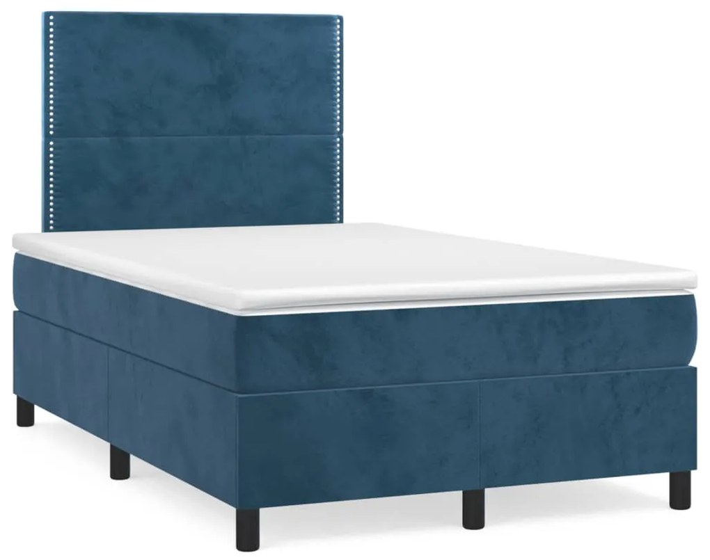 Box spring postel s matrací tmavě modrá 120x190 cm samet 3269993