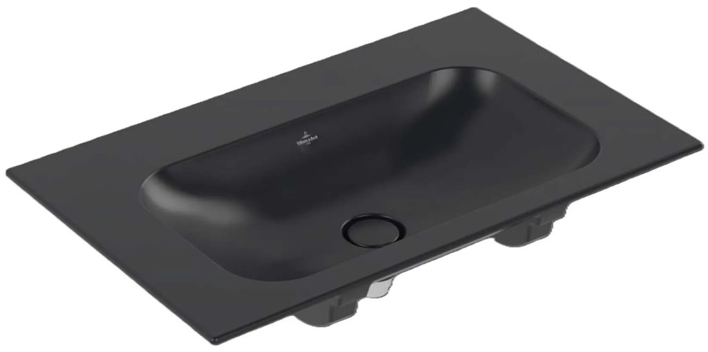 Villeroy & Boch Finion - Umyvadlo nábytkové 80x50 cm, skrytý přepad, otvor pro baterii, CeramicPlus, Pure Black 416484R7