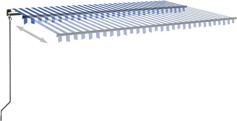 Ručně zatahovací markýza s LED světlem 500x300 cm modrá a bílá 3069141
