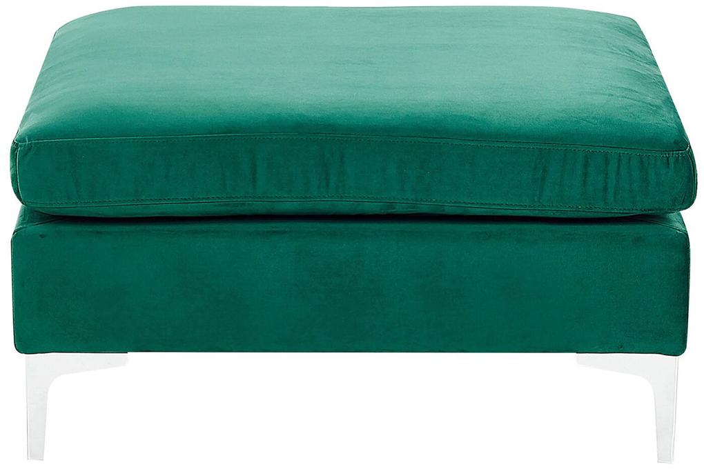 Modulární rohová pohovka s taburetem, 5místná, levostranná sametová zelená EVJA Beliani