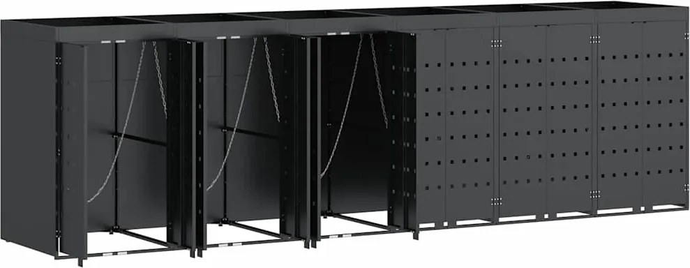 Úložný box na 6 popelnic Antracit 408 x 77,5 x 121,5 cm 3394747