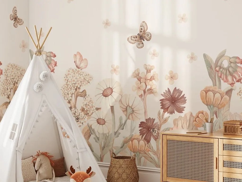 Velkoplošná tapeta mural LUČNÍ KVÍTÍ do dětského pokoje