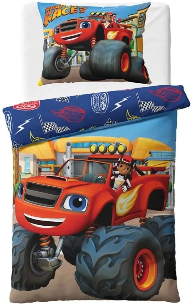 Bavlněné ložní povlečení Plamínek a čtyřkoláci – motiv Ready to Race? - 100% bavlna - 70x90 cm + 140x200 cm