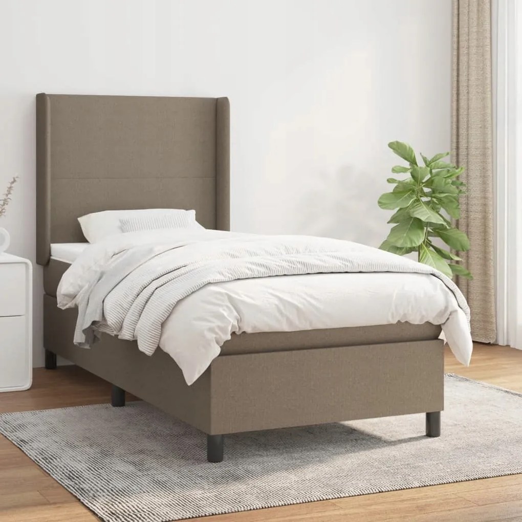 Box Spring Postel S Matrací Textil Taupe Hladký design 90 x 200 cm