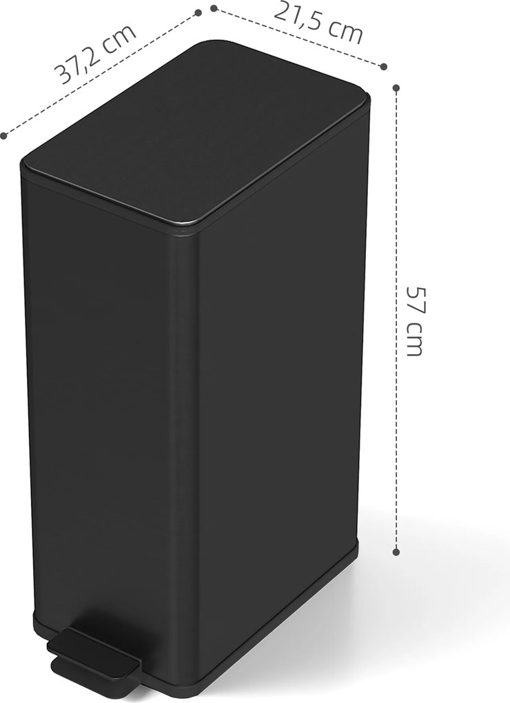 Odpadkový koš 20 l, měkce uzavíratelné víko, přihrádka na deodorant, odolný proti otiskům prstů, nerezová ocel, černý