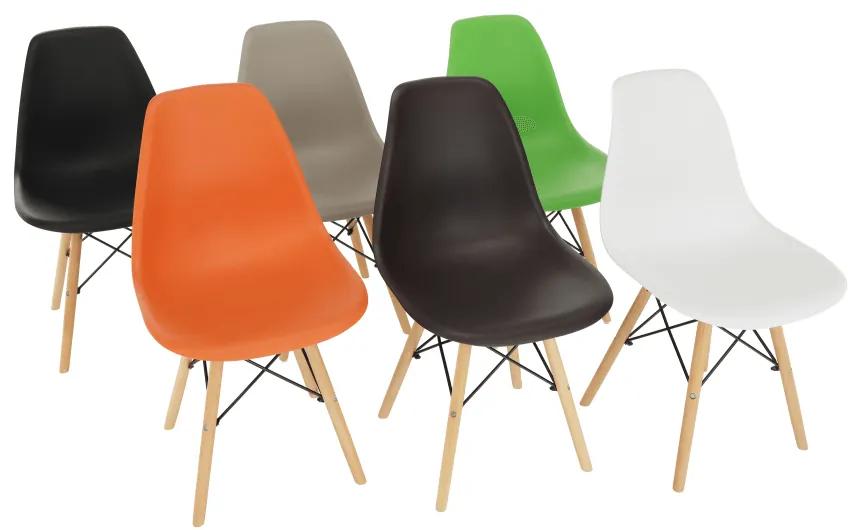 Jídelní židle CINKLA 3 new, plast tmavě hnědý, podnož buk, kov černý
