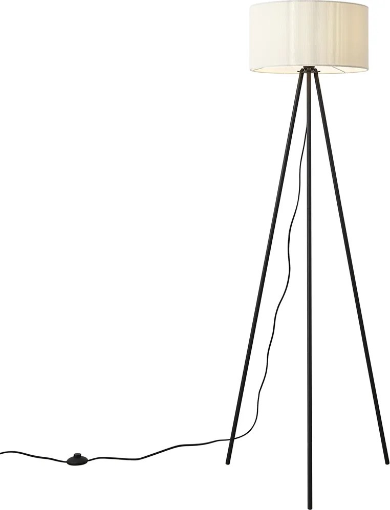 Moderní stojací lampa na trojnožce bílá se sametovým stínidlem - Luz