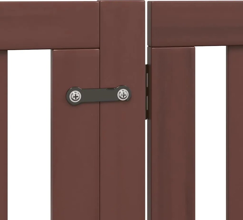 Zábrana pro psy s dvířky skládací 12 panelů hnědá 960 cm topol 3155696