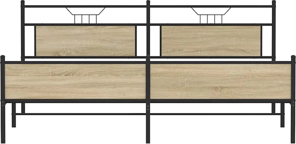 Kovový rám postele bez matrace dub sonoma 200 x 200 cm 3325128