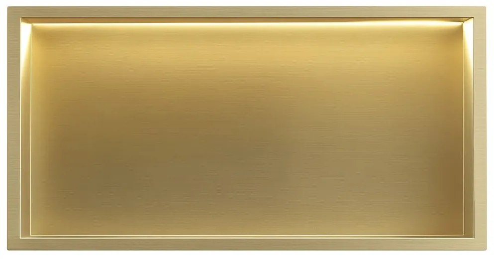 Rea Rea, LED polička na zapuštění 60x30x10 cm, 12W, 3000K, zlatá matná, REA-08543