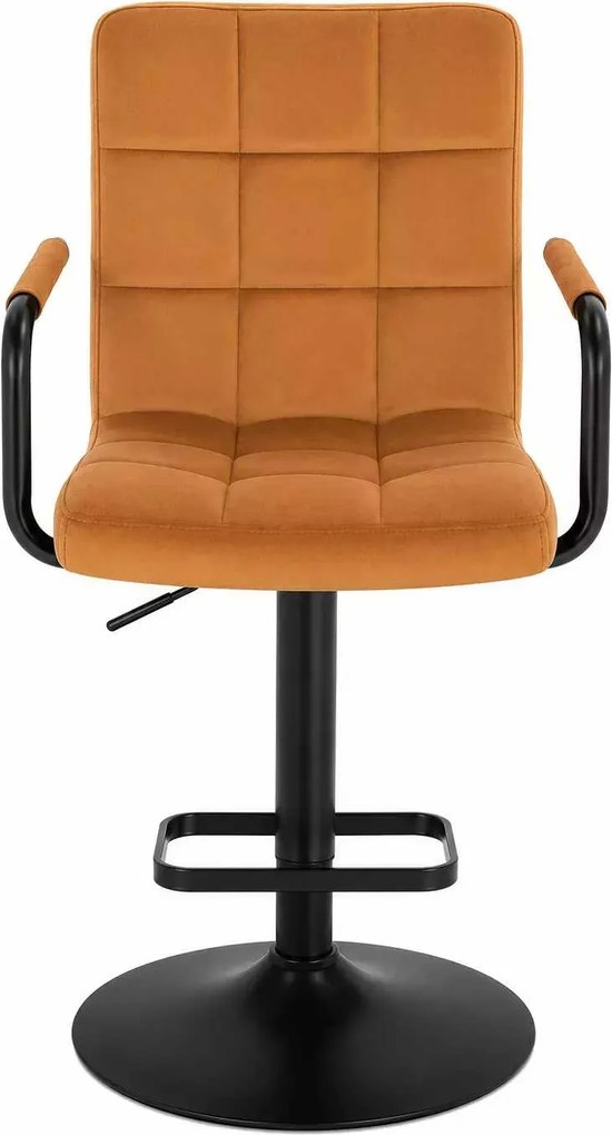 LuxuryForm DESIGN Barová židle VERONA BLACK VELUR na černé kulaté podstavě - medová