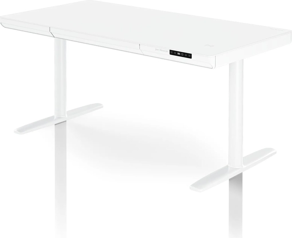 Elektrický psací stůl sit-stand se zásuvkou a bezdrátovou nabíječkou Qi bílý, 1400 mm: ELLIS