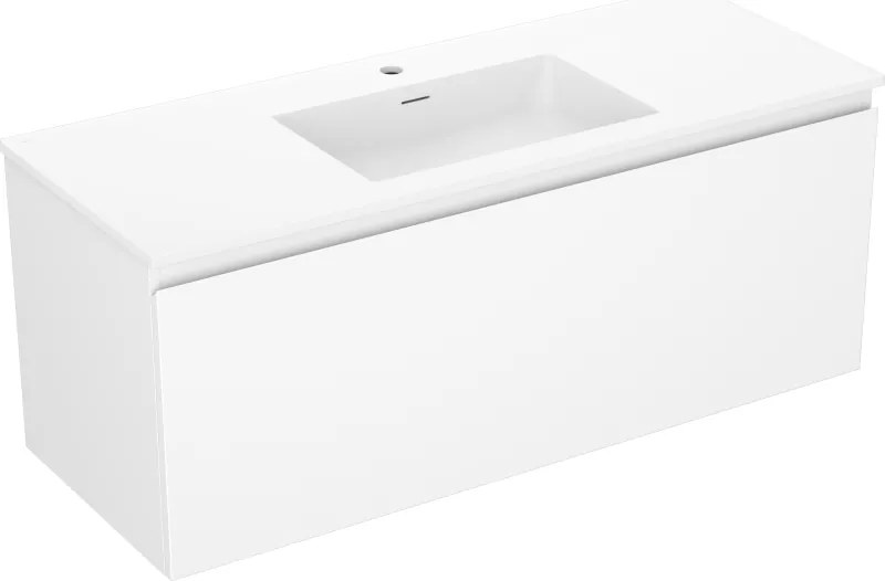 Mexen Orio, koupelnová skříňka 120 cm s umyvadlem Otis, 1 zásuvka, bílá matná, 91A10-12047-1-BF01-W18M01